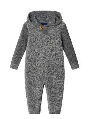 Andy & Evan Hooded Cotton Sweater Romper - Grey Heather