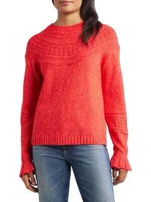 NIC+ZOE Textural Dot Cozy Sweater - Scarlet
