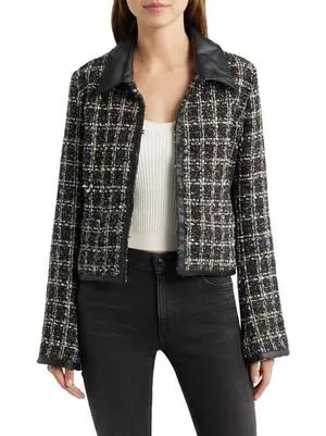 Rag & Bone Eloise Faux Leather-trimmed Tweed Jacket - Black Plaid