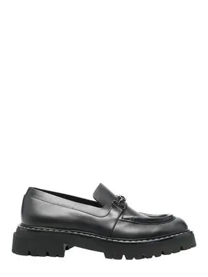 FERRAGAMO Gancini Chunky Leather Loafers - Black