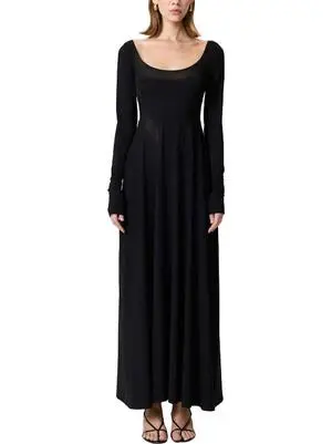 NOCTURNE Sheer Detailed Maxi Dress - Black
