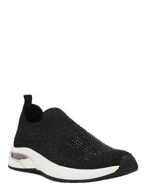Anne Klein Knit Platform Sneakers - Black Crystal