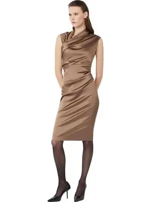 Max Mara Stretch Satin Midi Dress - Sand