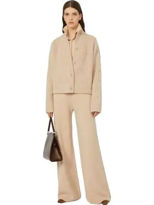 Max Mara Wool And Cashmere Ribbed Knit Cardigan - Beige
