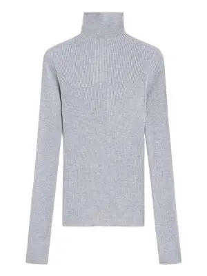 Max Mara Wool Mock Polo-neck Sweater - Medium Grey