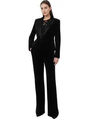 Max Mara Velvet Tuxedo Trousers - Black