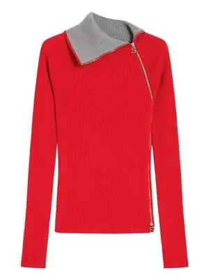 Max Mara Zip-up High Neck Sweater - Red