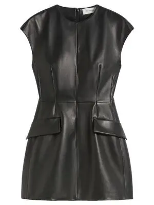 Max Mara Sleeveless Nappa Leather Dress - Black