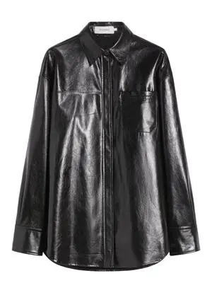 Max Mara Oversized Nappa Leather Shirt - Black