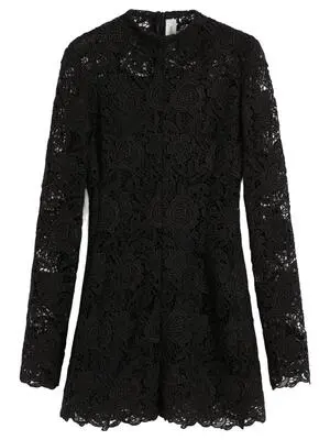 Max Mara Short Floral Macramé Dress - Black