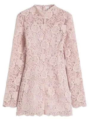 Max Mara Short Floral Macramé Dress - Pink