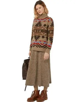 Max Mara Jacquard Knit Turtleneck Jumper - Avio