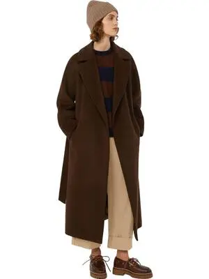 Max Mara Long Wool And Alpaca-blend Coat - Chocolate