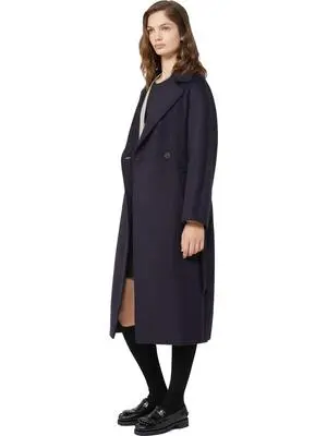 Max Mara Double-breasted Wool Midi Coat - Navy