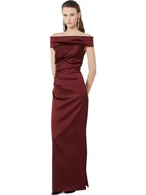 Max Mara Stretch Satin Maxi Dress - Raspberry