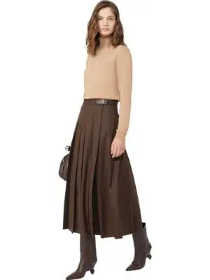 Max Mara Wool Flannel Wrap Skirt - Chocolate