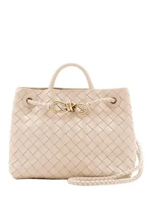 Bottega Veneta Small Andiamo Intrecciato Leather Bag - White