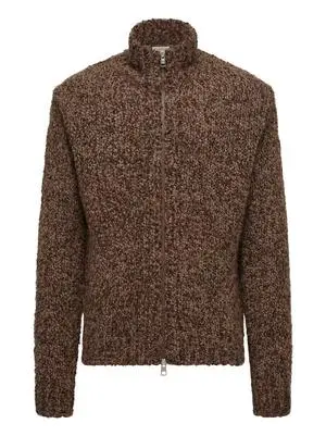 Moncler Wool And Alpaca Blend Zip-up Cardigan - Brown
