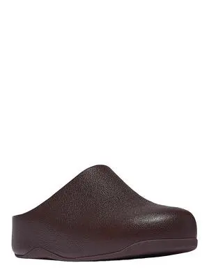 Fitflop Shuv Tumbled Leather Clogs - Chocolate