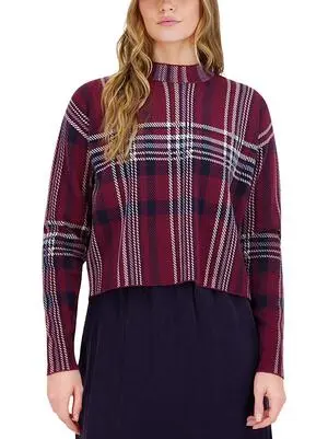 POINT Drop Shoulder Sweater - Plaid