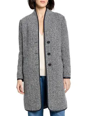 NIC+ZOE Herringbone Wool-blend Coat - Navy