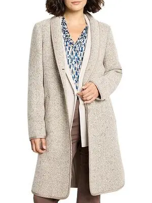 NIC+ZOE Herringbone Wool-blend Coat - Sand Dune