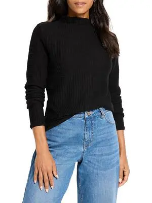 NIC+ZOE Pixel Knit Pullover Sweater Black Onyx