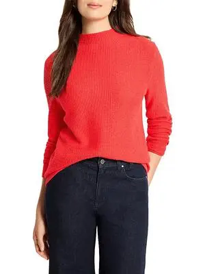 NIC+ZOE Pixel Knit Pullover Sweater Scarlet
