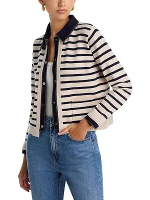 SIONI Striped Jacket - Dark Denim/ Winter White