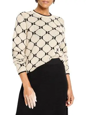 NIC+ZOE Geometric Argyle Jacquard Pullover