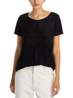 SINGLE THREAD Faux Suede Top - Black
