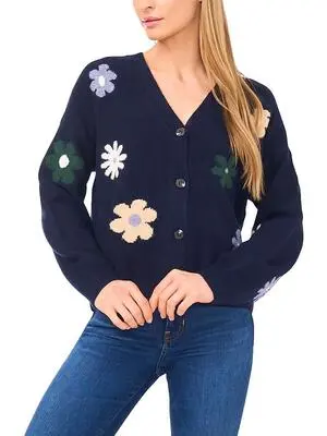 CECE DUPRAZ Floral Cardigan Classic Navy