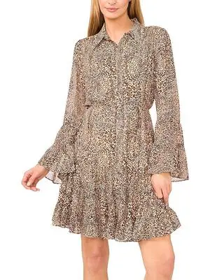 CECE DUPRAZ Tiered Flounce Sleeve Dress - Dune