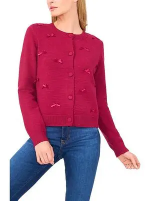 CECE DUPRAZ Ribbon Applique Cardigan - Deep Merlot
