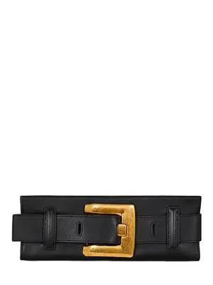 Balmain Anthem Calfskin Leather Clutch - Black