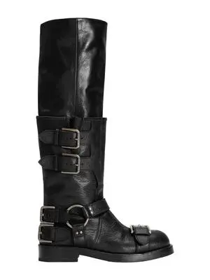 Dolce & Gabbana Horse Leather Buckled Boots - Black