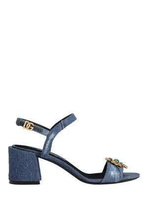 Dolce & Gabbana Embroidered Denim Sandals - Multicolor