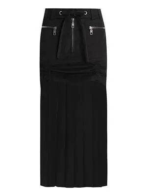 Dolce & Gabbana Twill Midi Skirt With Chiffon - Black