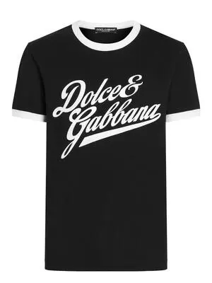 Dolce & Gabbana Cotton T-shirt With Flock Print - Black