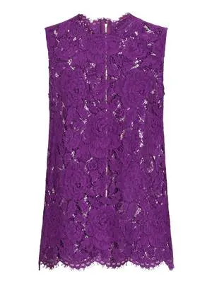 Dolce & Gabbana Cordonetto Floral Lace Top - Purple