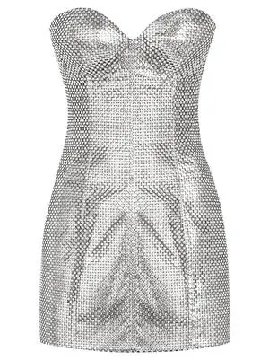 Dolce & Gabbana Strapless Mesh Mini Dress - Silver