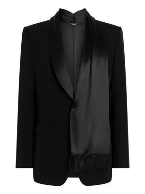 Dolce & Gabbana Single-breasted Wool Gabardine Jacket - Black