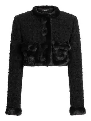 Dolce & Gabbana Single-breasted Jacket With Fur Details - Black