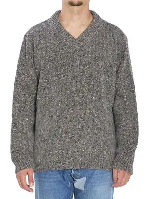 MAISON MARGIELA V-neck Virgin Wool Sweater - Grey