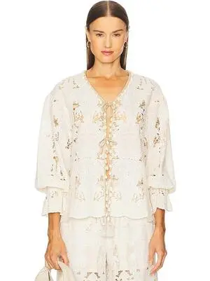REVOLVE X JJ Embroidered Top - Beige