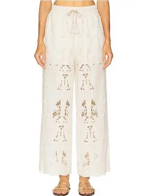 REVOLVE X JJ Embroidered Pant - Beige