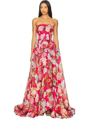LA FUORI Bloom Gown - Fuchsia Bloom Print