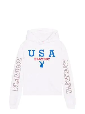PLAYBOY Usa Fleece Hoodie - White