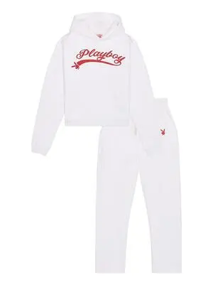 PLAYBOY Logo Hoodie And Sweatpant Set - White