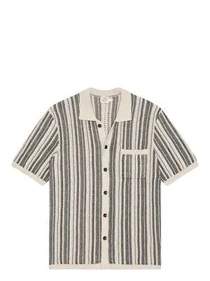 Faherty Brand Sweater Shirt In Brown - Iron Mountain Stripe